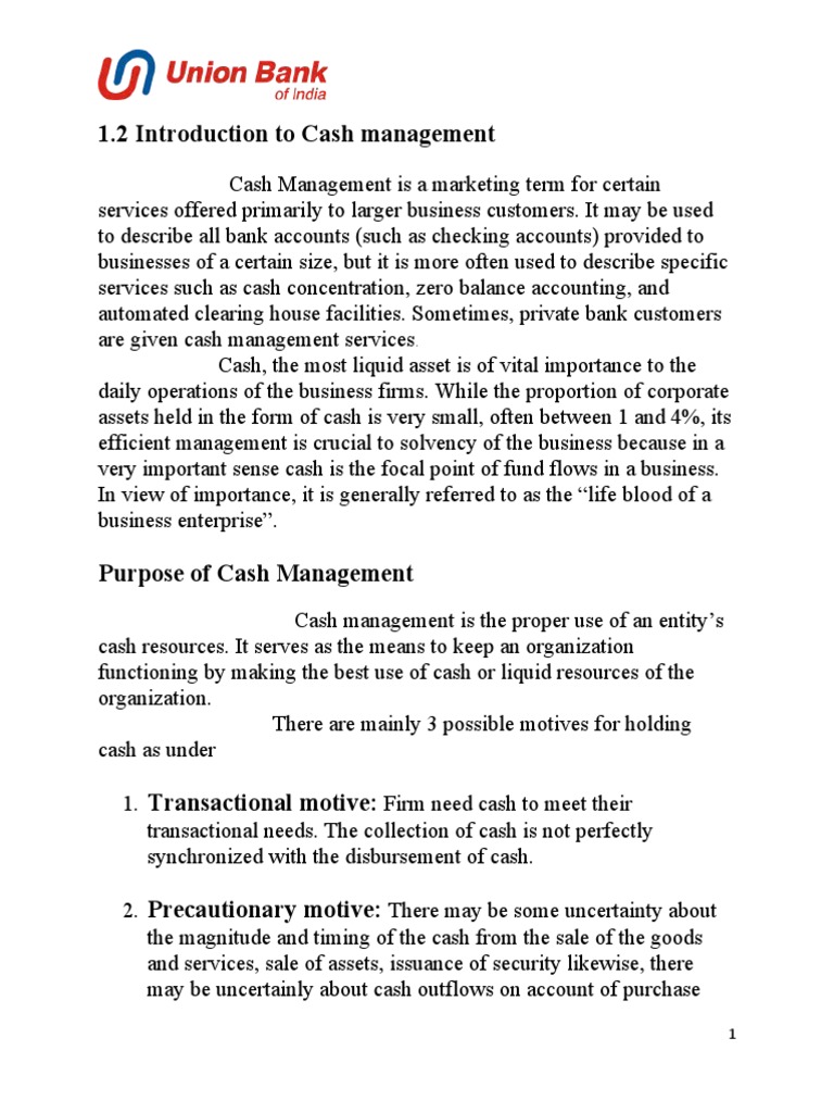1.2 Introduction To Cash Management | PDF | Market Liquidity | Data