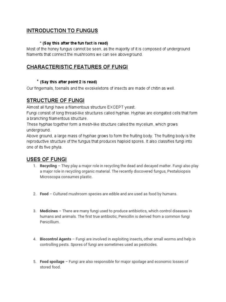 Introduction to Fungus: Their Structure, Uses and Examples | PDF
