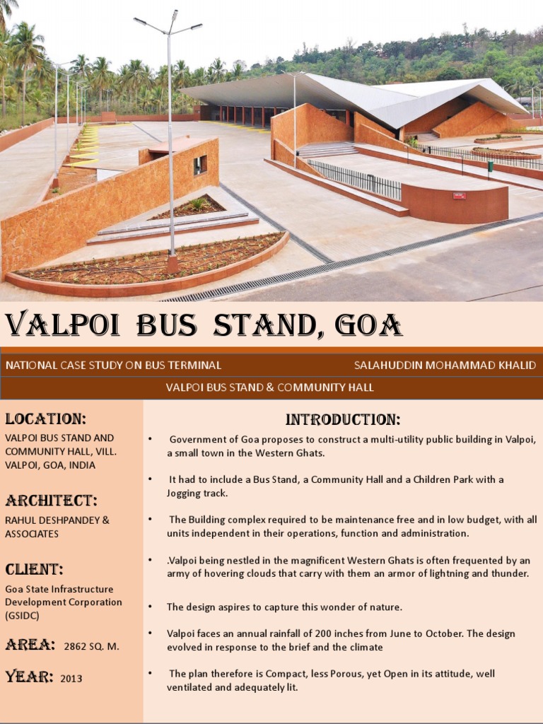 Valpoi Bus Stand, Goa: National Case Study On Bus Terminal Salahuddin ...