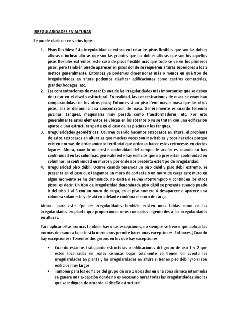 Irregularidades en Alturas Edificios | PDF