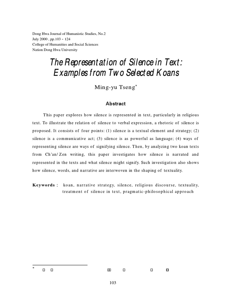 The Representation of Silence in Text Examples Fro | PDF | Narrative ...