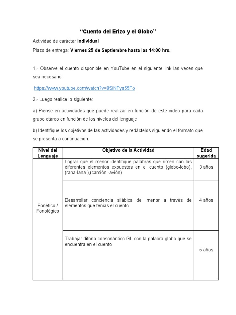 Actividades del Cuento "El Erizo y el Globo" | PDF | Semiótica ...