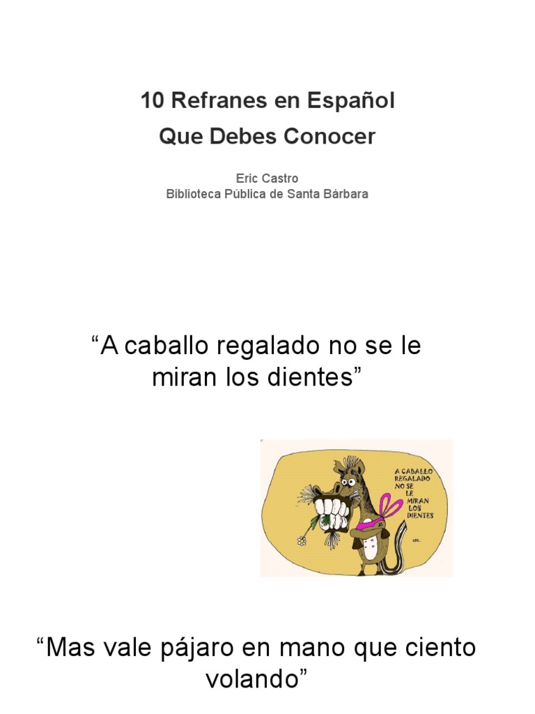 10 Refranes Españoles Esenciales | PDF