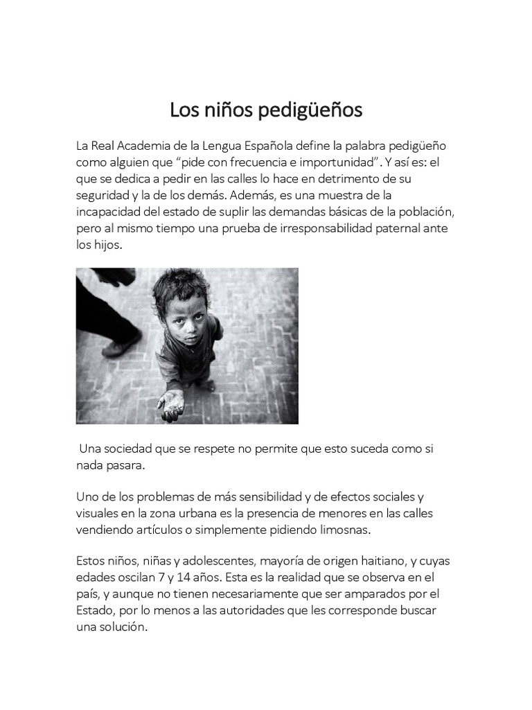Niños pedigüeños: una realidad alarmante | PDF | Abuso sexual ...