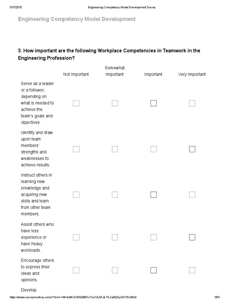 Engineering Competency Model Development Survey | PDF | Competence ...