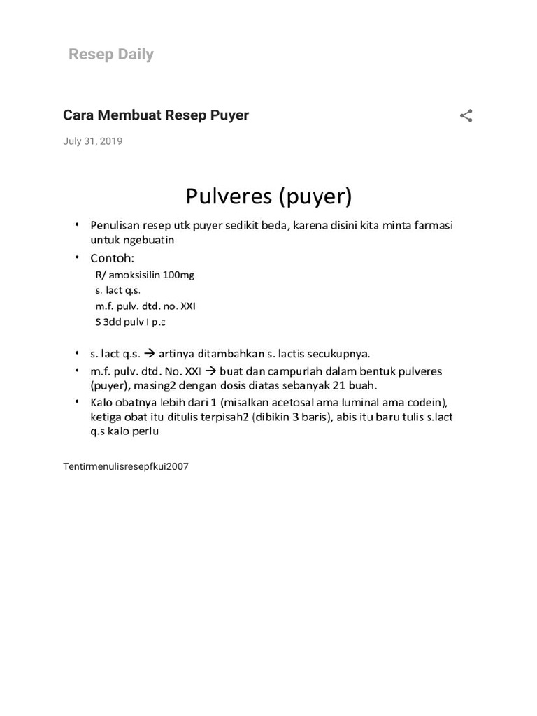 Cara Membuat Resep Puyer | PDF | Kesehatan Holistik