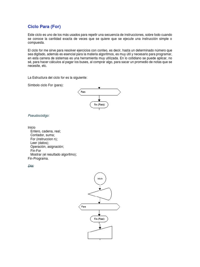 Ciclo For en Diagramas de Flujo | PDF