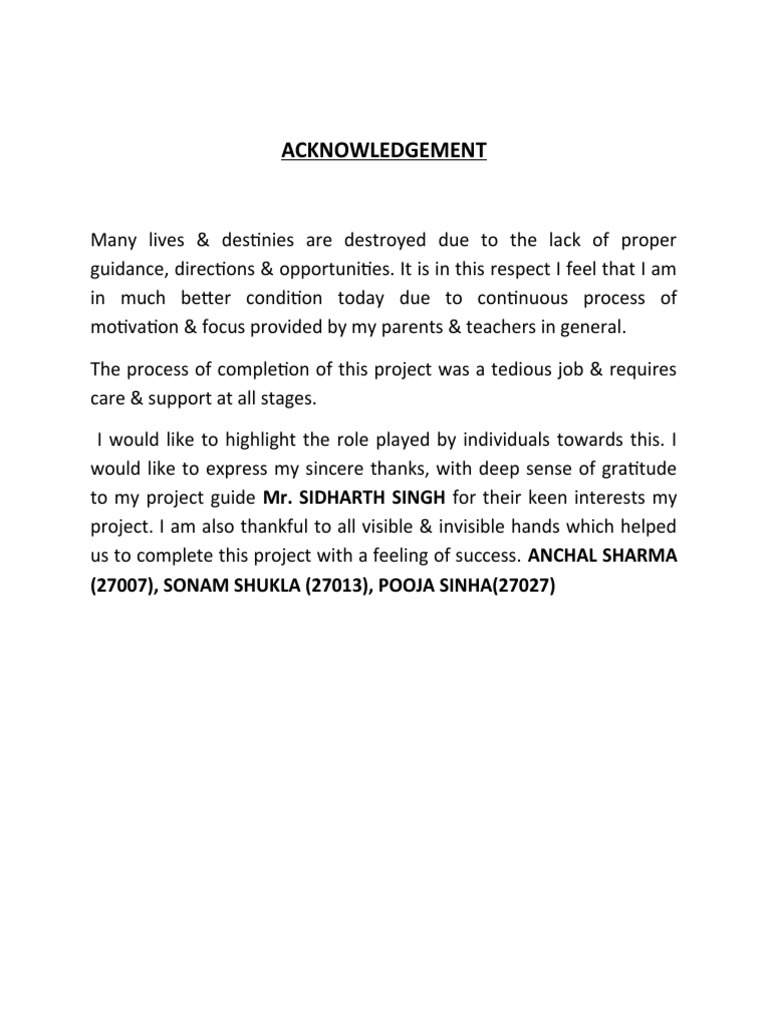 ACKNOWLEDGEMENT | PDF | Self-Improvement