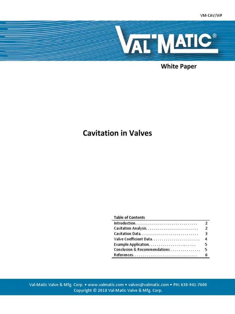 Cavitation in Valves: White Paper | PDF | Valve | Fluid Dynamics