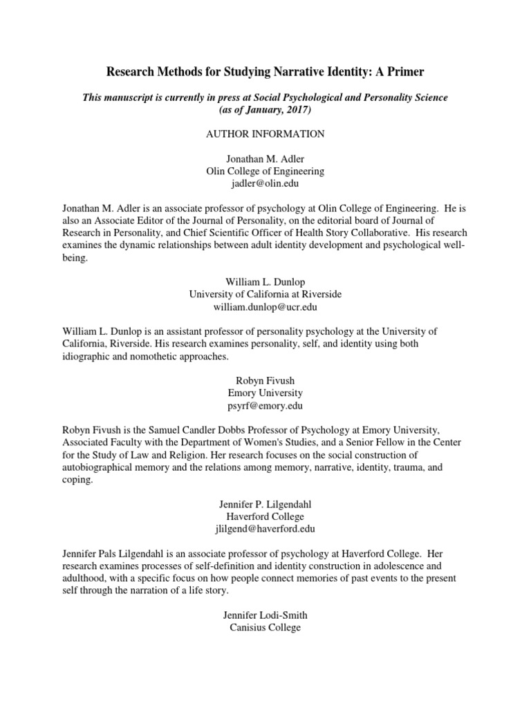 Narrative Methods Primer | PDF | Narrative | Qualitative Research