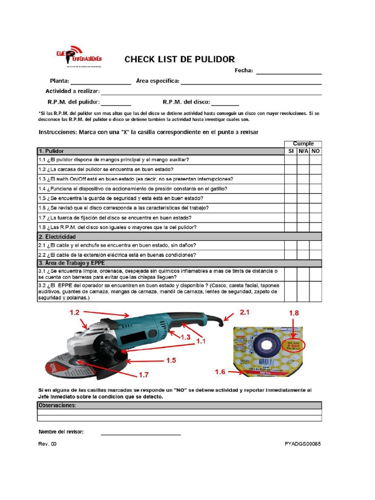 Check List Pulidor | PDF