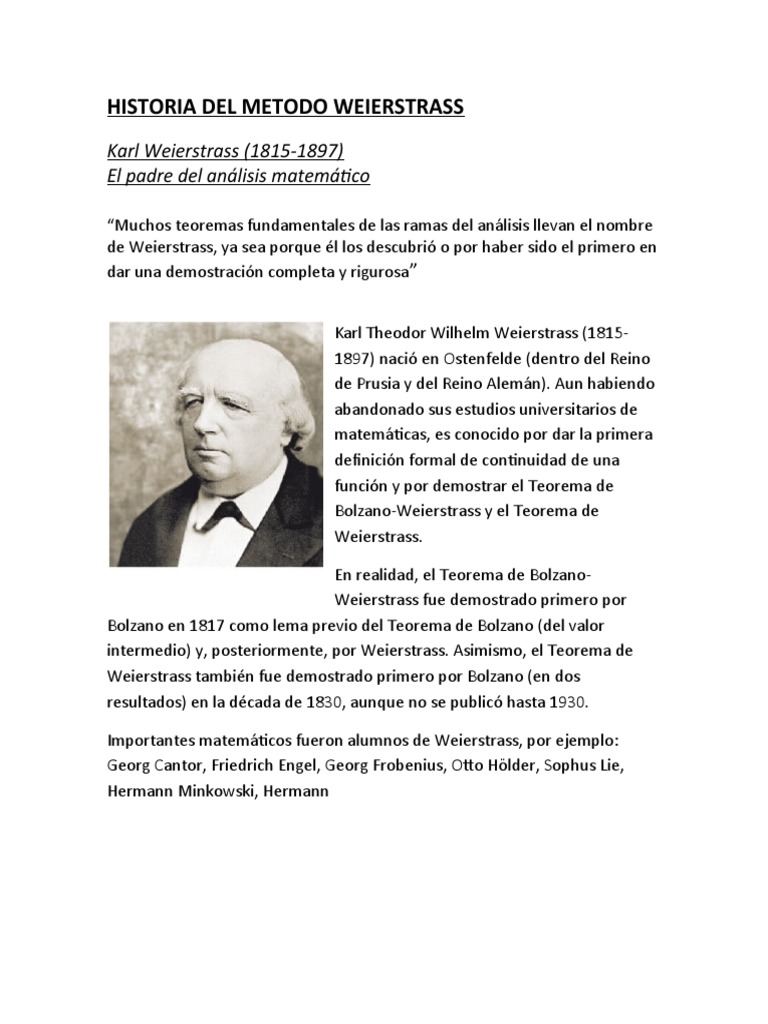 Historia del Método Weierstrass | PDF | Historia | Clásicos