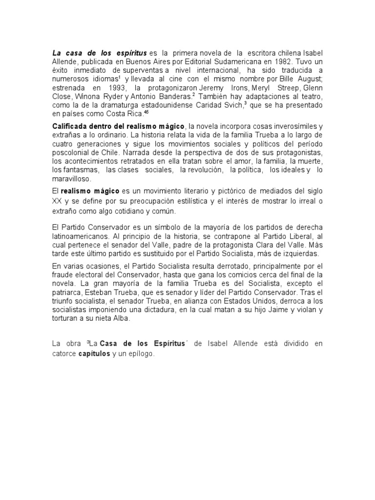 La Casa de Los Espíritus | PDF