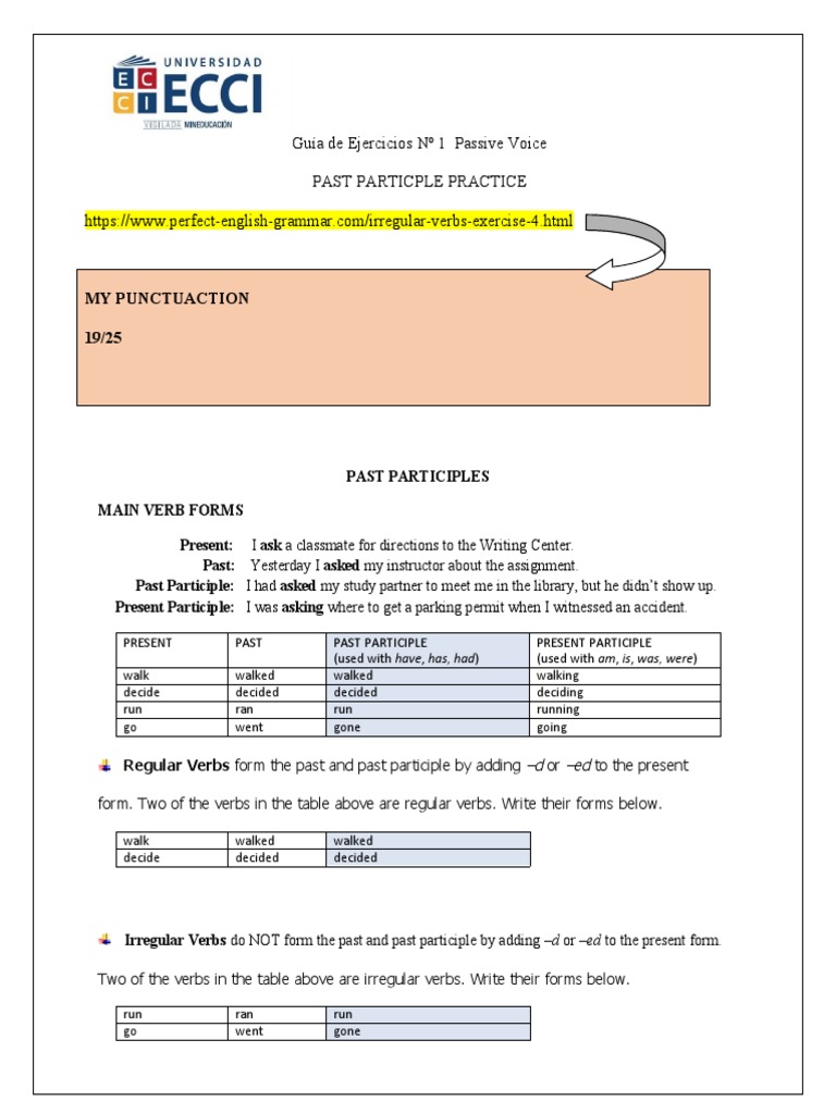 Past Participle Practice | PDF | Perfect (Grammar) | Verb