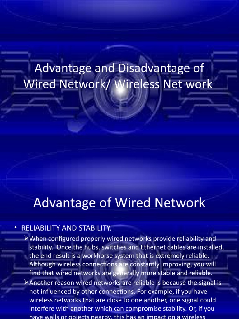 Advantage and Disadvantage of Wired Network/ Wireless Net Work | PDF ...