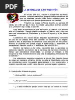 Comprensión Lectora Día de San Valentin | PDF