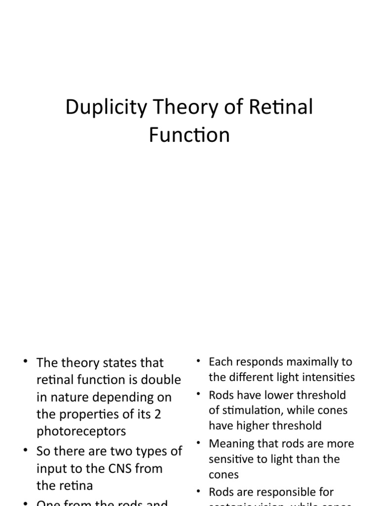 Duplicity Theory of Retinal Function | PDF