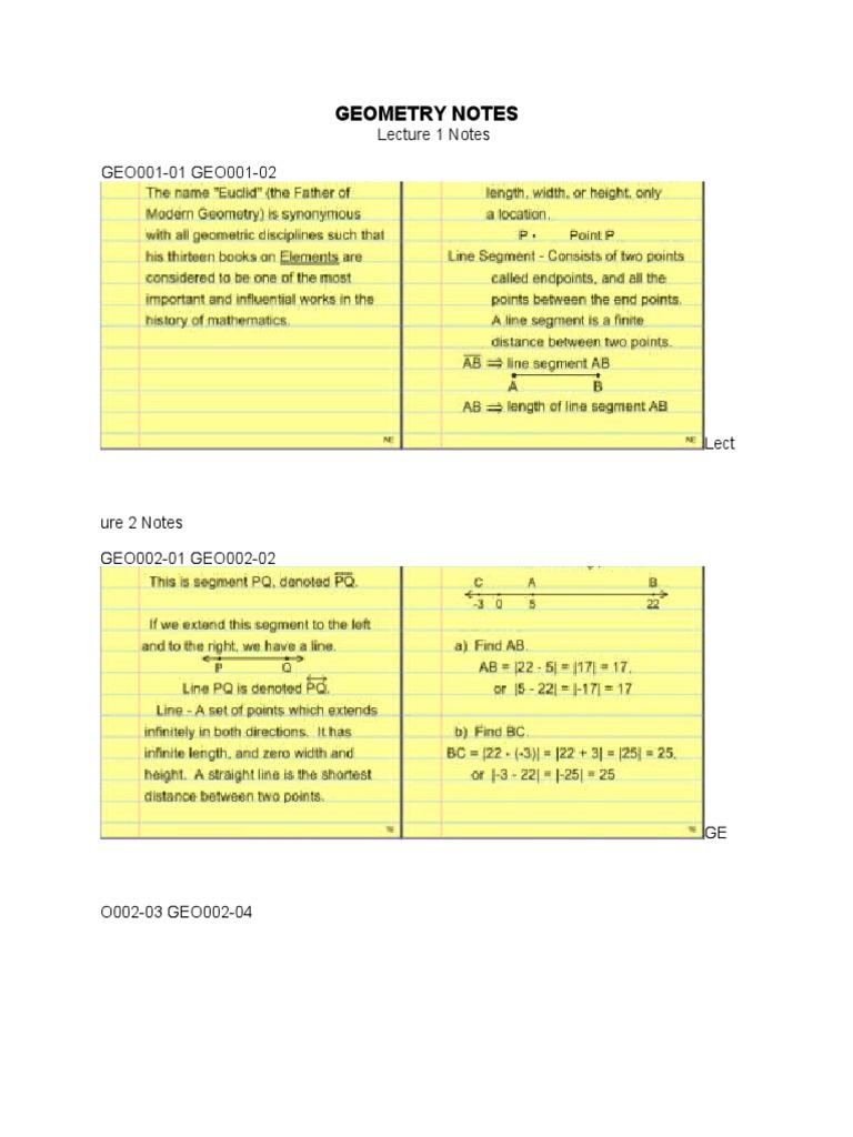 Comprehensive Geometry Lecture Notes | PDF