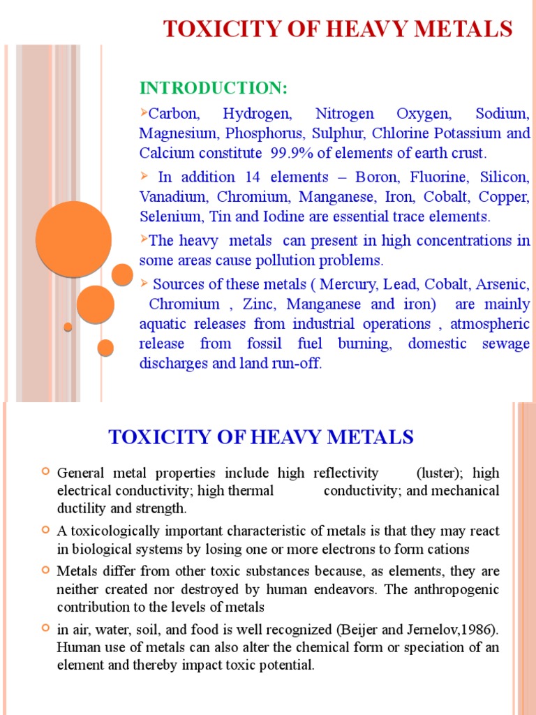 Heavy Metal Toxicity Overview | PDF | Chromium | Zinc