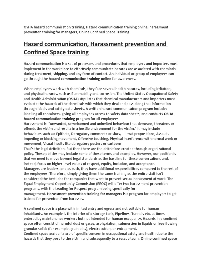 OSHA Hazard Communication | PDF | Prevention | Labor Relations