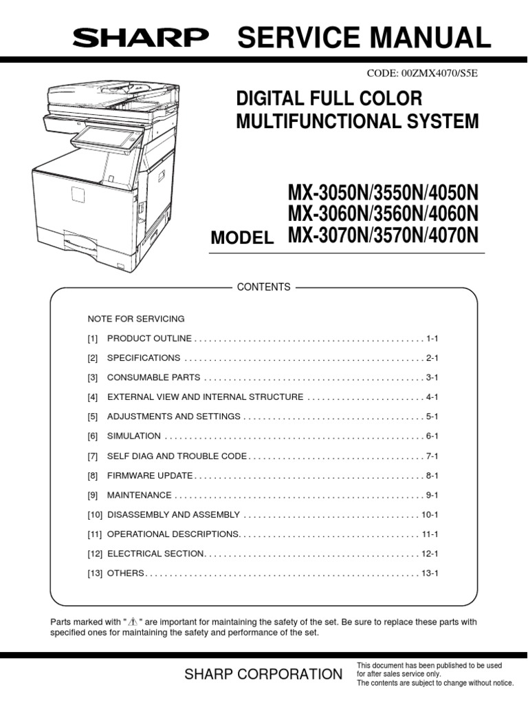 Sharp MX-4070N | PDF | Fax | Screw