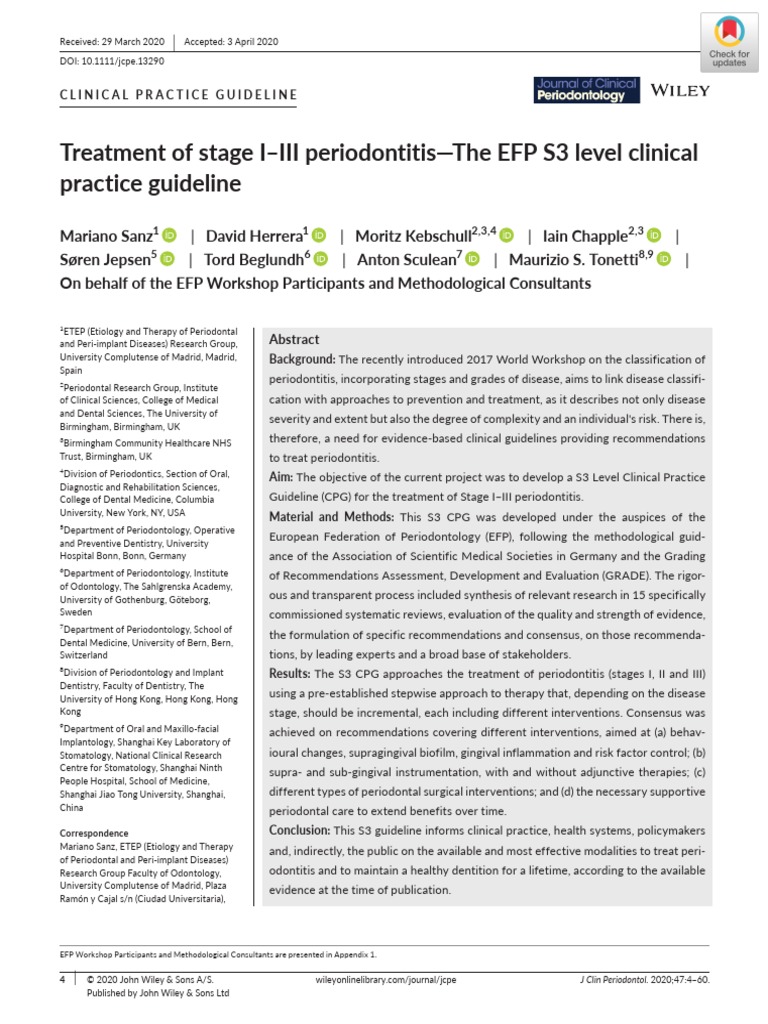 Treatment of Stage I-III Periodontitis-The EFP S3 Level Clinical ...