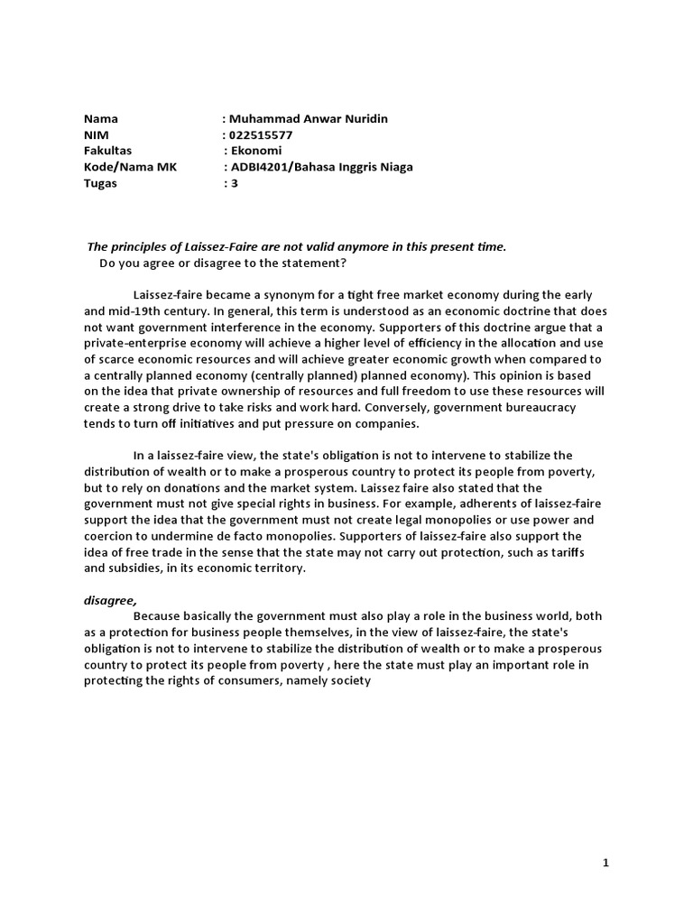 Laissez-Faire Economics: A Critical Review | PDF | Finance & Money ...