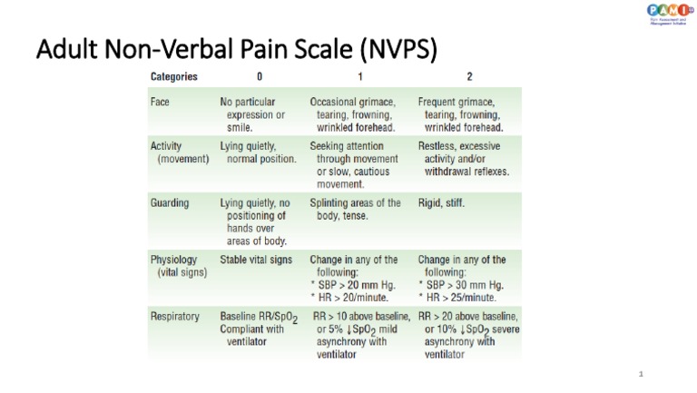 Adult NonVerbal Pain Scale PDF | PDF