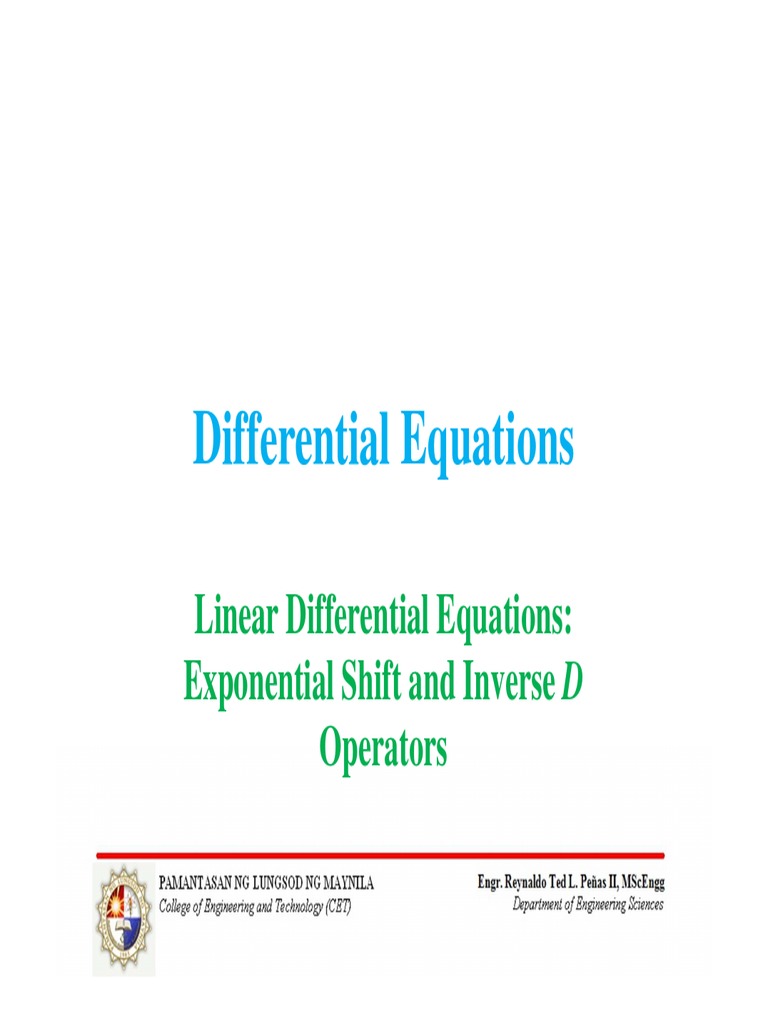 Linear Differential Equations Guide | PDF | Equations | Mathematical Concepts