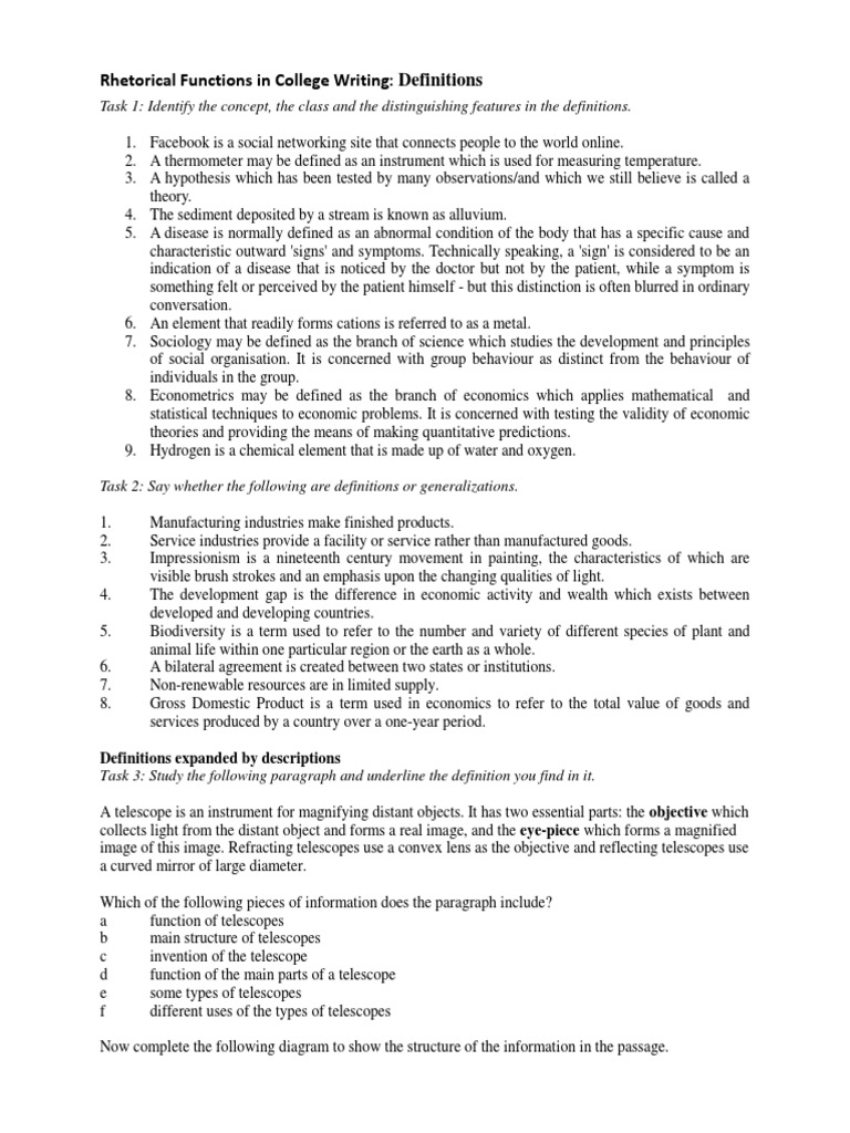 Rhetorical Functions - Define | PDF | Telescope | Demand