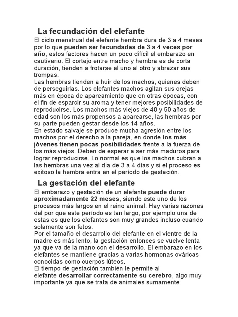 La Fecundación Del Elefante | PDF | El embarazo | Bienestar
