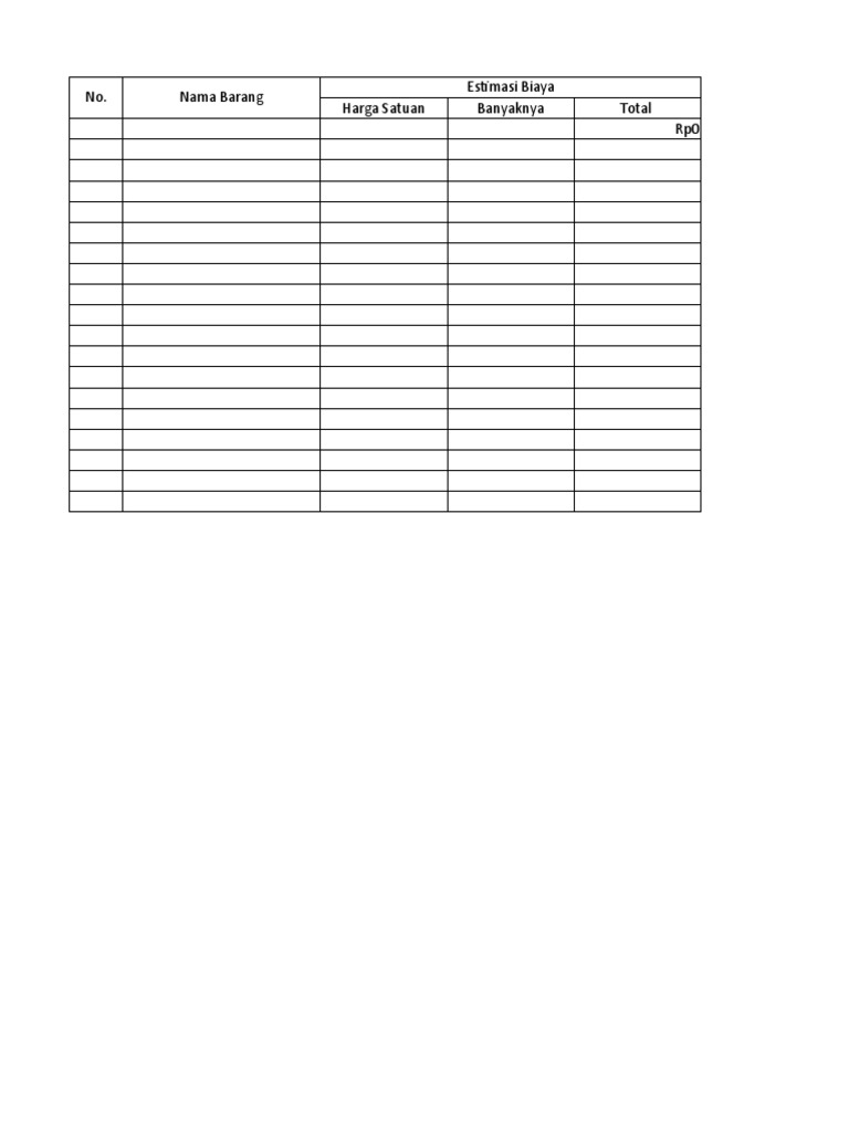 Form RAB Kosong | PDF