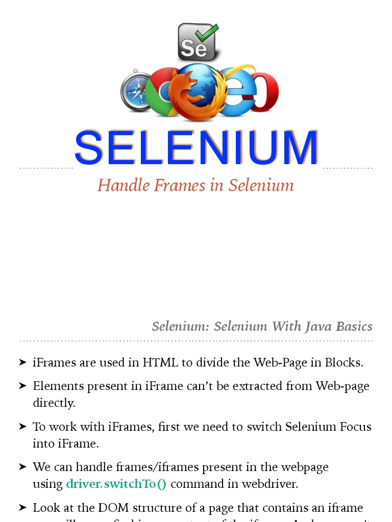 Selenium: Handle Frames in Selenium | PDF