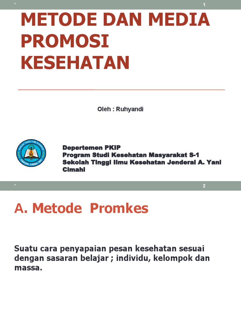 METODE DAN MEDIA Promosi Kesehatan | PDF