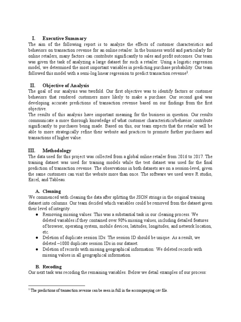 Google Analytics Customer Revenue Prediction PDF | Download Free PDF | Multicollinearity ...