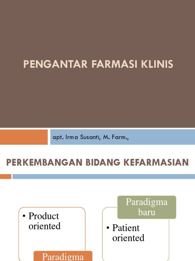 Pengantar Farmasi Klinis | PDF