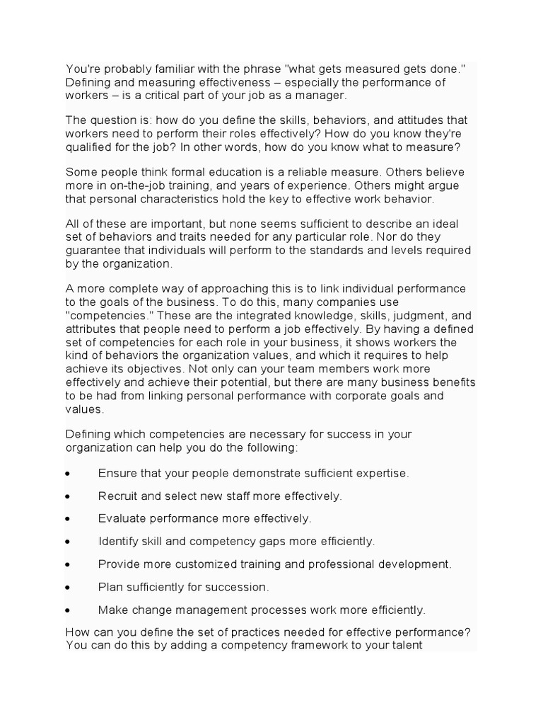 Competency Framework | PDF | Competence (Human Resources) | Goal