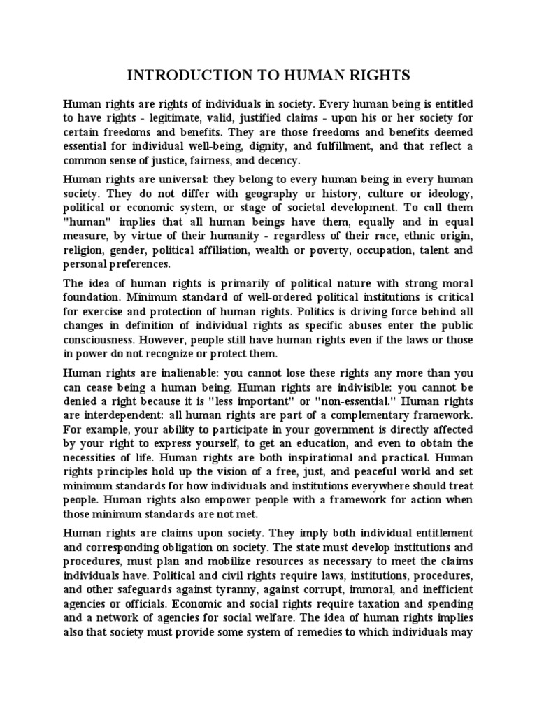 Introduction To Human Rights | PDF | Human Rights | Rights