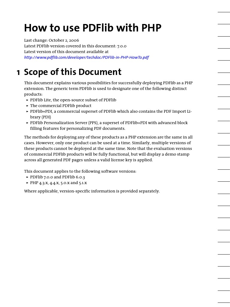 PDFlib in PHP HowTo | PDF | Pear | Php
