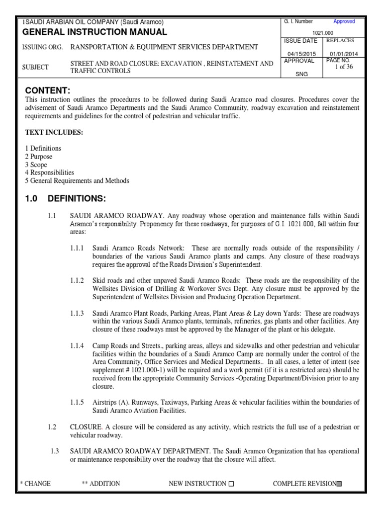 Procedures for Road Closures by Saudi Aramco: Ensuring Safety ...