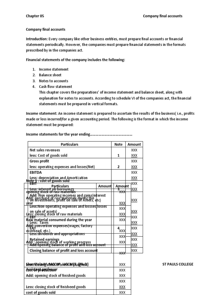 Company Final Accounts | PDF | Dividend | Income Statement