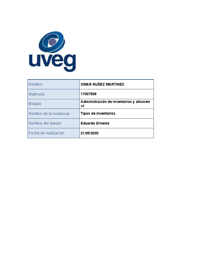 Nuñez Omar Tipos EA1 | PDF | Inventario | Logística