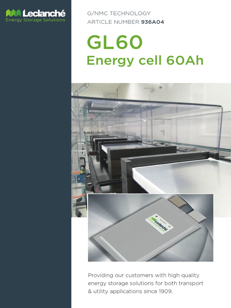 LECLANCHE Cell Datasheet GL60 GNMC 60ah | PDF | Electricity | Physical ...