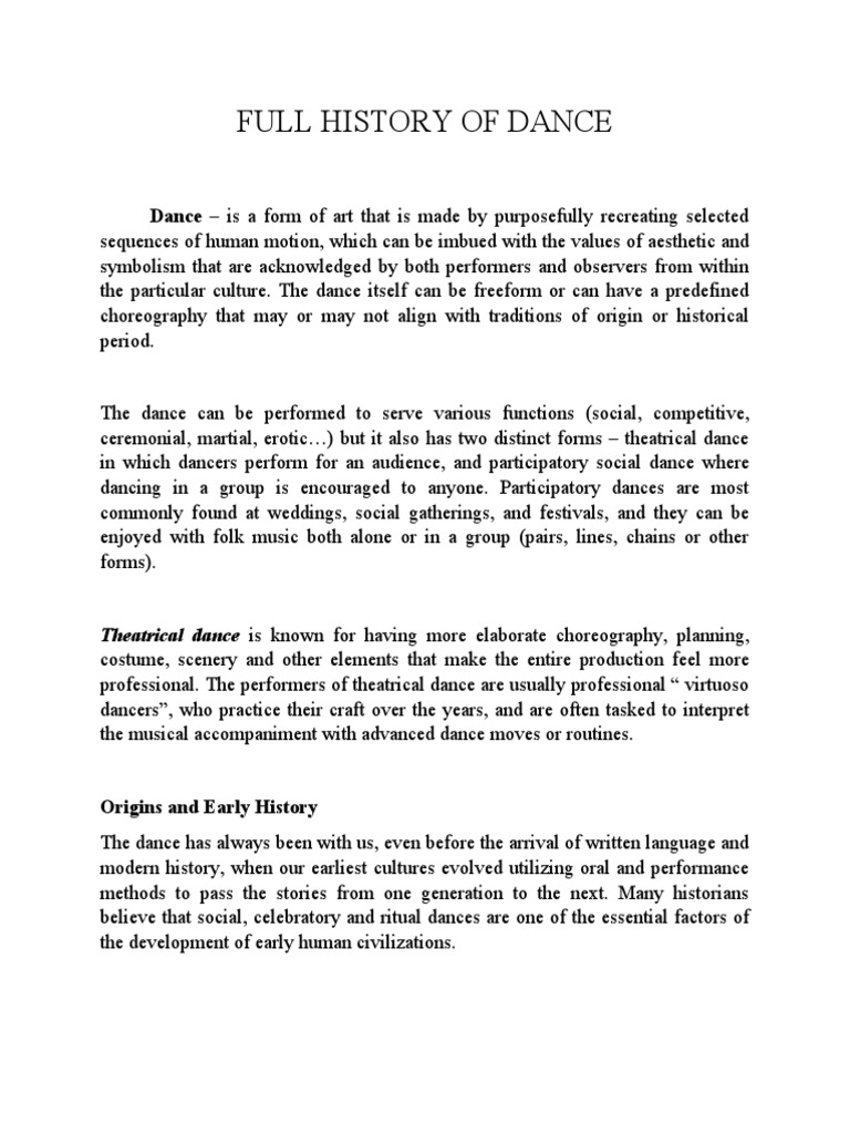 Full History of Dance | PDF | Ballroom Dance | Dances