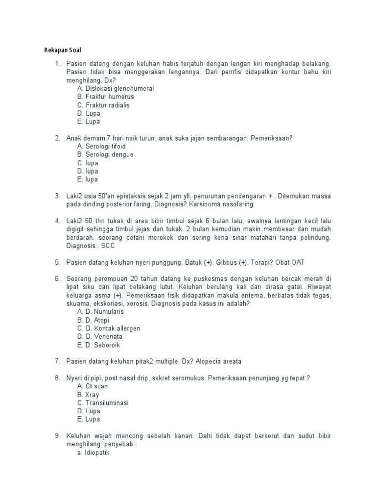 (UKMPPD) Rekapan Soal UKMPPD Agustus Batch 2 | PDF