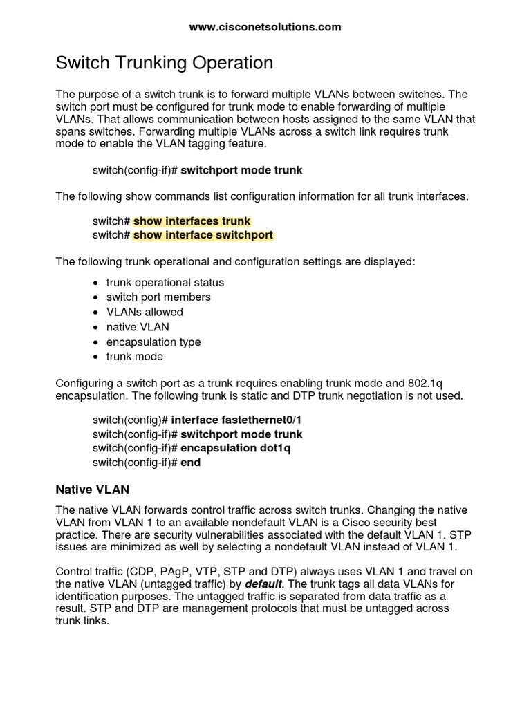 Trunking Operation PDF | Download Free PDF | Network Switch | Computer ...