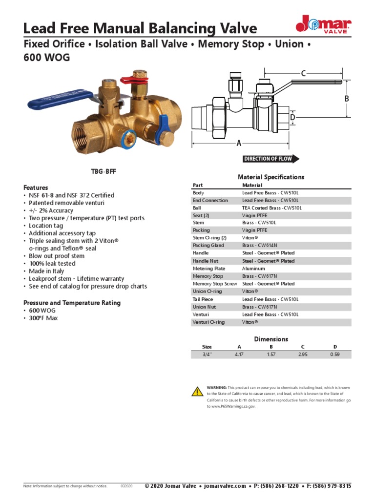 Lead Free Manual Balancing Valve: Fixed Orifice - Isolation Ball Valve ...