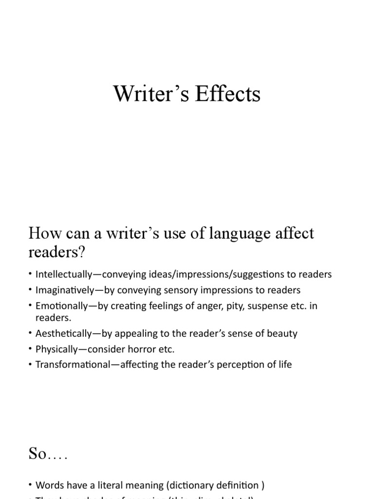 Writer's Effects - IGCSE | PDF | Phrase | Perception