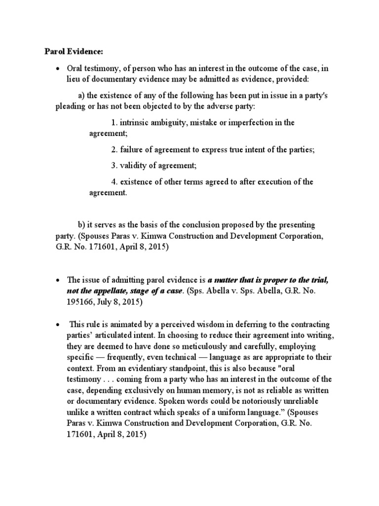 Parol Evidence Rules | PDF