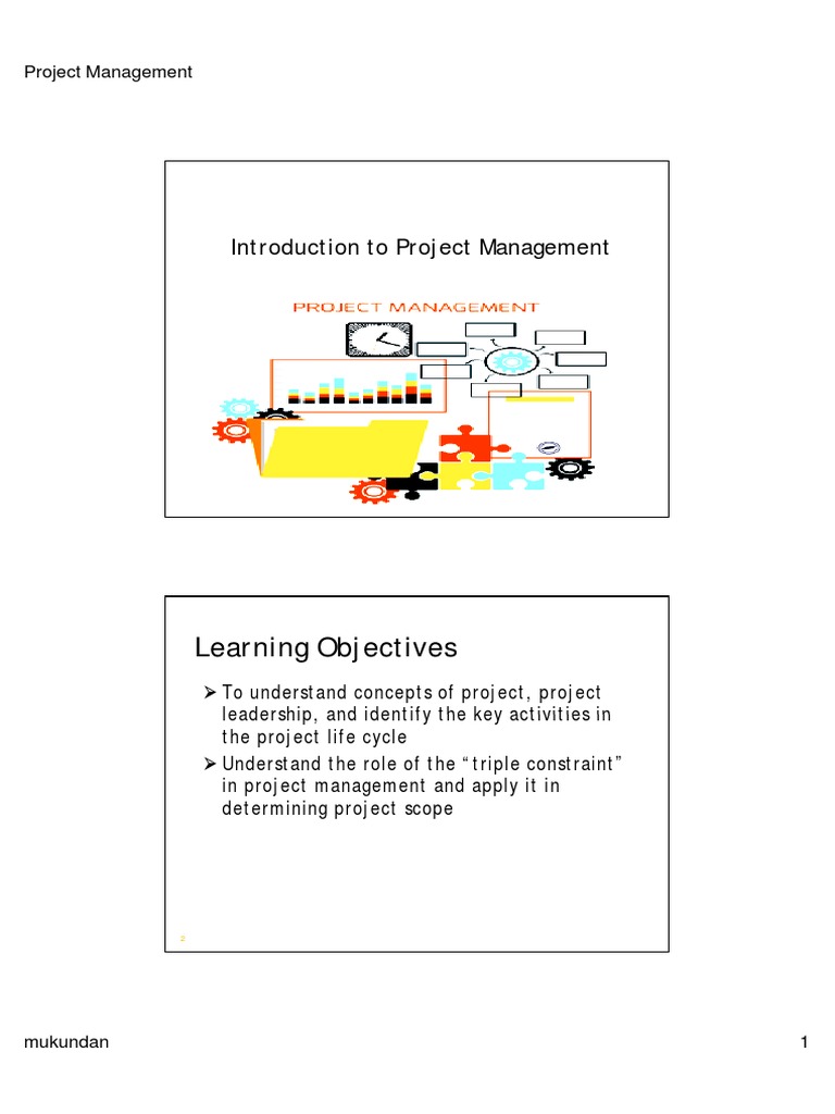 Learning Objectives: Introduction To Project Management | PDF | Project ...